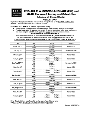 Fillable Online ENGLISH AS A SECOND LANGUAGE (ESL) and Fax Email Print ...