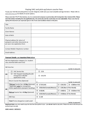 Fillable Online Paying VAC and pick-up/return courier fees Fax Email ...