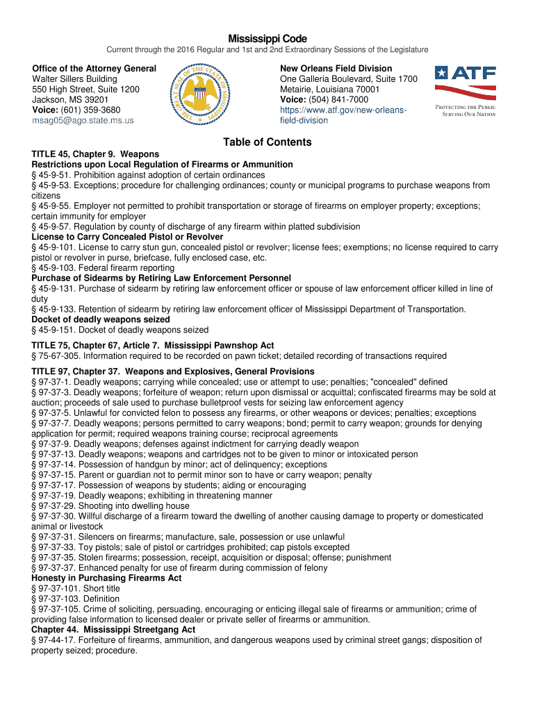 Fillable Online Mississippi Code Fax Email Print - pdfFiller