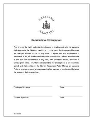 Fillable Online Disclaimer for At-Will Employment Fax Email Print ...