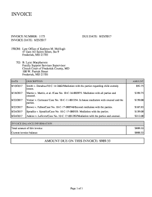 Fillable Online INVOICE NUMBER: 1175 Fax Email Print - pdfFiller