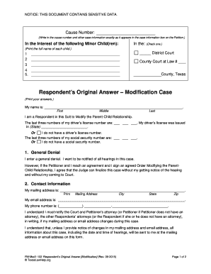 Fillable Online (Write in the cause number and other case information ...