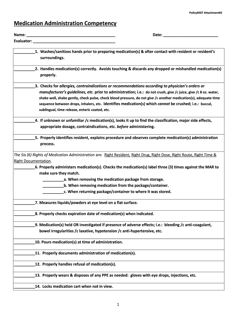 Fillable Online dphhs mt 507att2 Nursing-Med Admin Competency Fax Email ...