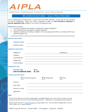 Fillable Online aipla REGISTRATION FORM SOLO PRACTITIONER Fax Email Print - pdfFiller