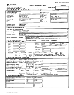 Fillable Online WASTE PROFILE DATA SHEET Fax Email Print - pdfFiller