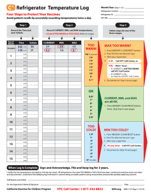 Fillable Online C Refrigerator Temperature Log Fax Email Print - pdfFiller