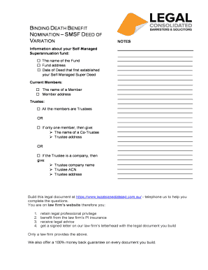 Fillable Online NOMINATION SMSF DEED OF Fax Email Print - pdfFiller