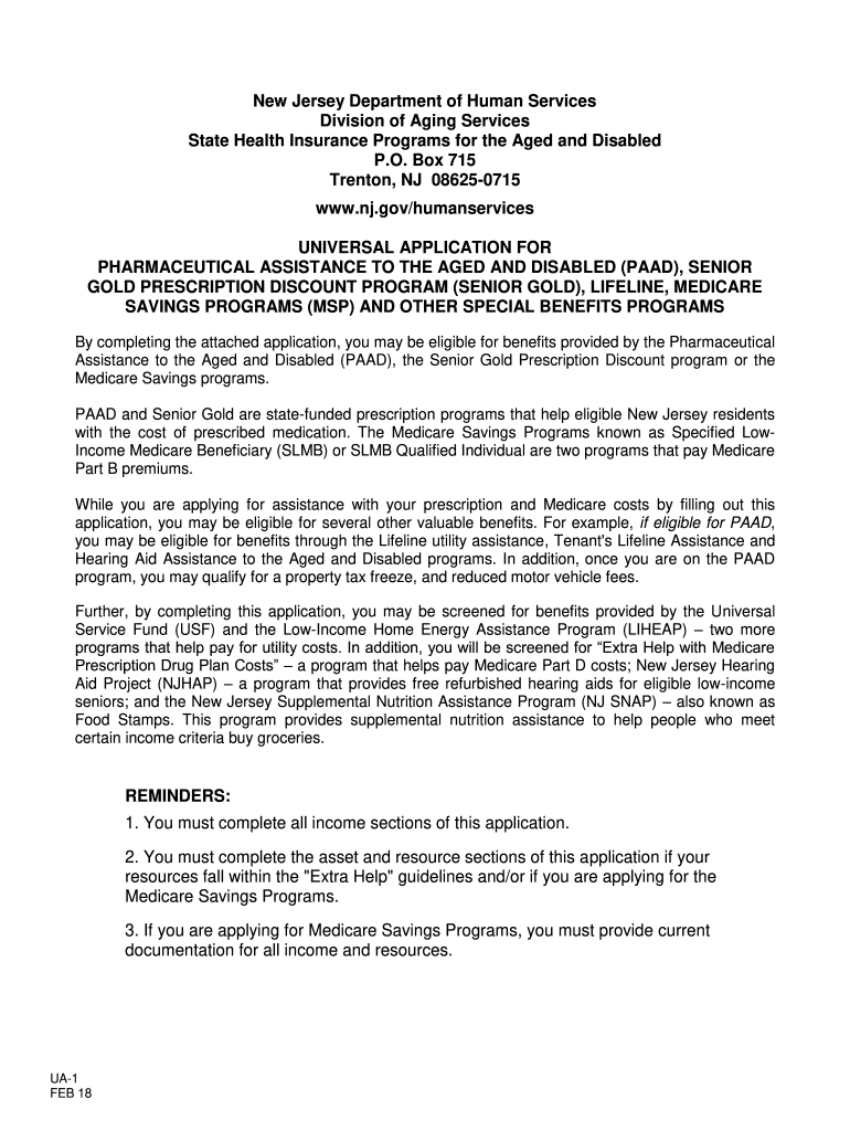 Fillable Online AP-2, Universal Application for PAAD, Senior Gold and ...