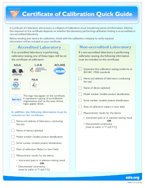 Fillable Online Certificate of Calibration Quick Guide Fax Email Print ...