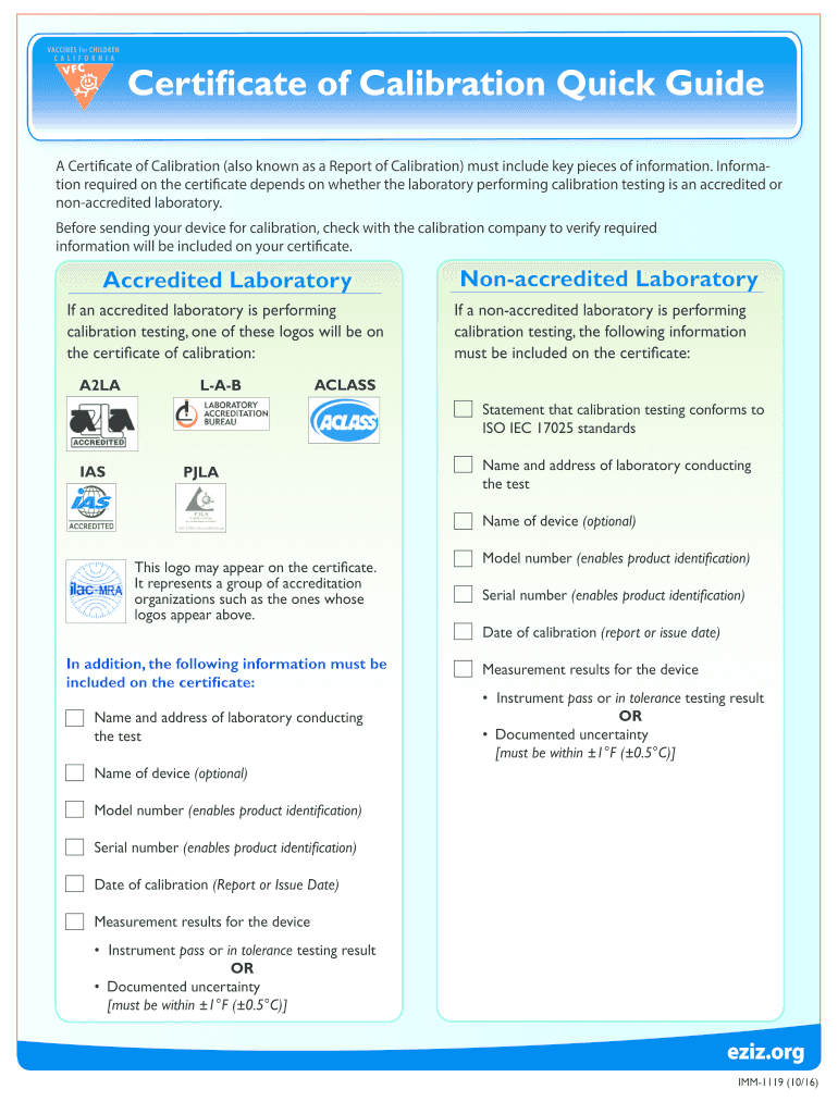 Fillable Online Certificate of Calibration Quick Guide Fax Email Print ...
