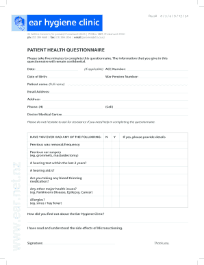 Fillable Online ear hygiene clinic Fax Email Print - pdfFiller
