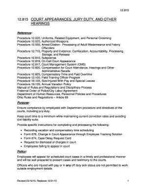 Fillable Online 815 COURT APPEARANCES, JURY DUTY, AND OTHER Fax Email ...
