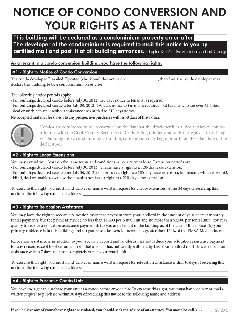 Fillable Online NOTICE OF CONDO CONVERSION AND Fax Email Print - pdfFiller