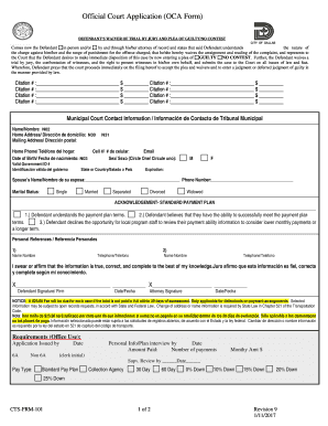 Fillable Online Offficial Courtt Applicatiion (OCA Form) Fax Email ...