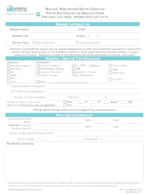Fillable Online MOLINA HEALTHCARE SOUTH CAROLINA Fax Email Print ...
