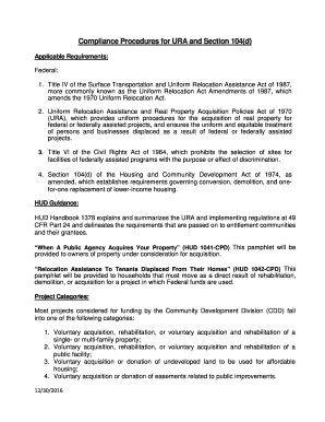 Fillable Online Compliance Procedures for URA and Section 104(d) Fax ...