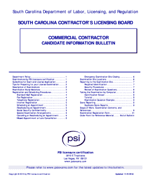 Fillable Online south carolina contractor's licensing board - PSI Fax ...