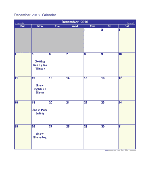 Fillable Online December 2016 Blank Calendar Printable Calendar. Blank ...