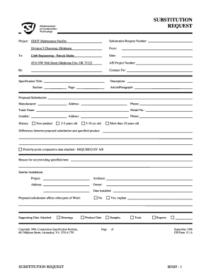 Fillable Online Substitution Request Number: Fax Email Print - pdfFiller