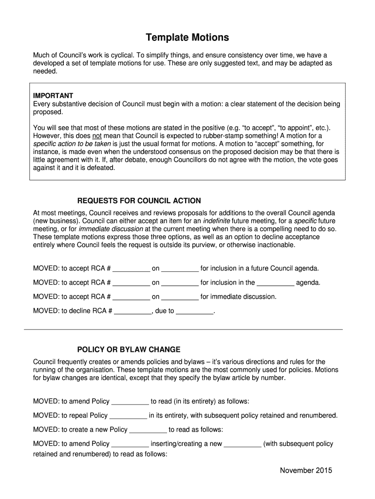 Fillable Online Template Motions Fax Email Print - pdfFiller