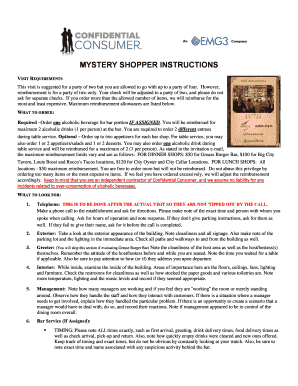 Fillable Online MYSTERY SHOPPER INSTRUCTIONS Fax Email Print - pdfFiller