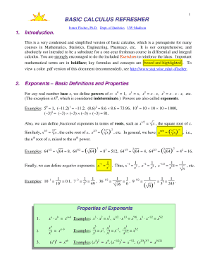 Fillable Online BASIC CALCULUS REFRESHER Fax Email Print - pdfFiller