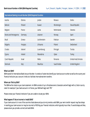Fillable Online Bank Account Number or IBAN (IBAN Required Countries) Fax Email Print - pdfFiller