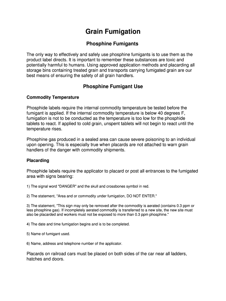 Fillable Online Grain Fumigation Fax Email Print - pdfFiller