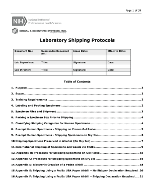 Fillable Online Laboratory Shipping Protocols Fax Email Print - pdfFiller