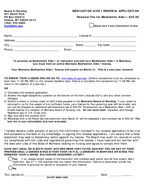 Fillable Online MEDICATION AIDE I RENEWAL APPLICATION Fax Email Print ...