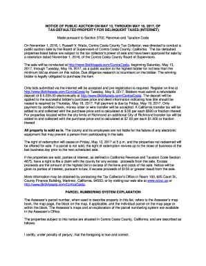 Fillable Online NOTICE OF PUBLIC AUCTION ON MAY 13, THROUGH MAY 16 ...