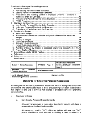 Fillable Online Standards for Employee Personal Appearance Fax Email ...