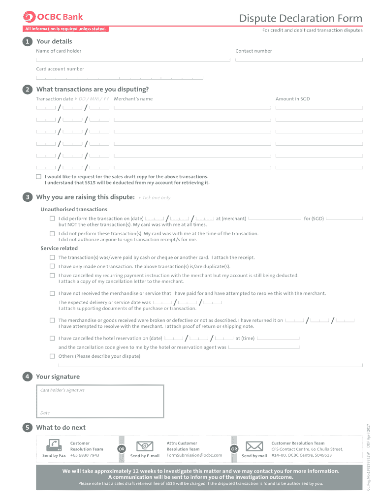 Fillable Online For credit and debit card transaction disputes Fax ...