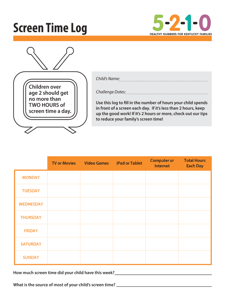 Fillable Online Screen Time Log Fax Email Print - pdfFiller
