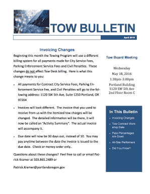 Fillable Online TOW BULLETIN Fax Email Print - pdfFiller