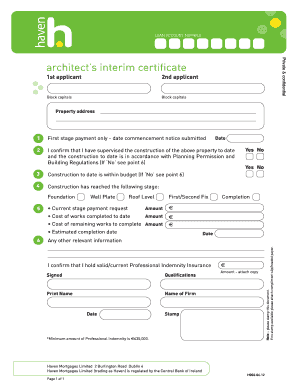 Fillable Online architects interim certificate Fax Email Print - pdfFiller