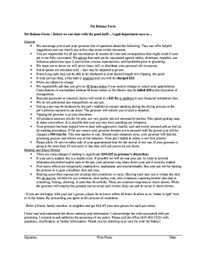 Fillable Online Pet Release Form Fax Email Print - pdfFiller