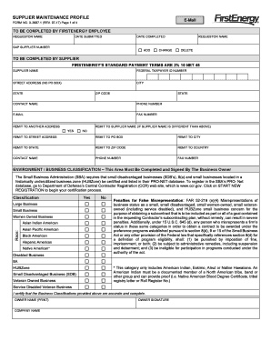 Fillable Online SUPPLIER MAINTENANCE PROFILE Fax Email Print - pdfFiller