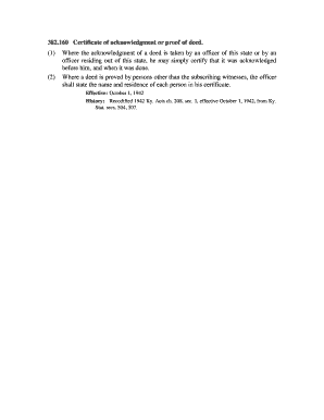Fillable Online 160 Certificate of acknowledgment or proof of deed Fax Email Print - pdfFiller