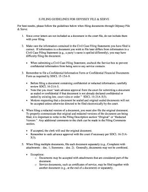 Fillable Online E-FILING GUIDELINES FOR ODYSSEY FILE & SERVE Fax Email ...