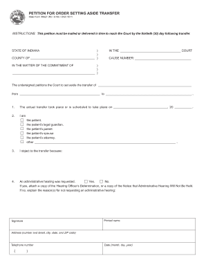Fillable Online forms in PETITION FOR ORDER SETTING ASIDE TRANSFER Fax ...