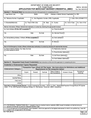 Fillable Online reginfo U.S. Coast Guard APPLICATION FOR MERCHANT ...