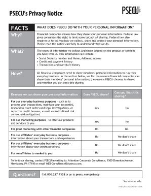 Fillable Online WHAT DOES PSECU DO WITH YOUR PERSONAL INFORMATION Fax ...