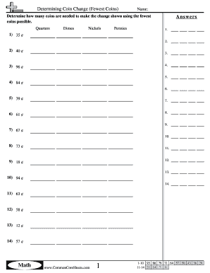 Fillable Online Determining Coin Change (Fewest Coins) Fax Email Print ...