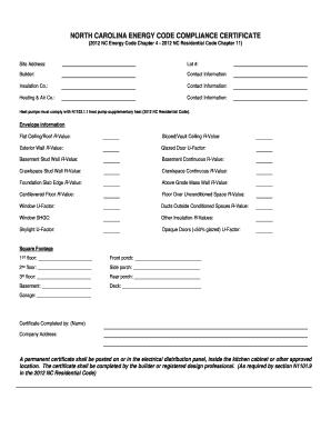 Fillable Online (2012 NC Energy Code Chapter 4 - 2012 NC Residential ...