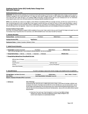 Fillable Online Employee Service Center (ESC) Family Status Change Form ...