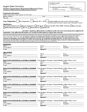 Fillable Online Student Organization Registration/Renewal Form Fax ...