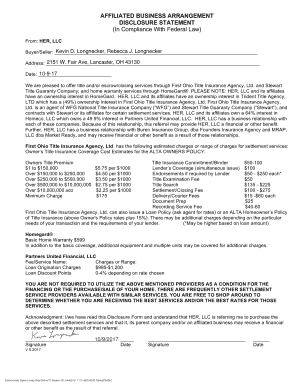 Fillable Online AFFILIATED BUSINESS ARRANGEMENT Fax Email Print - pdfFiller