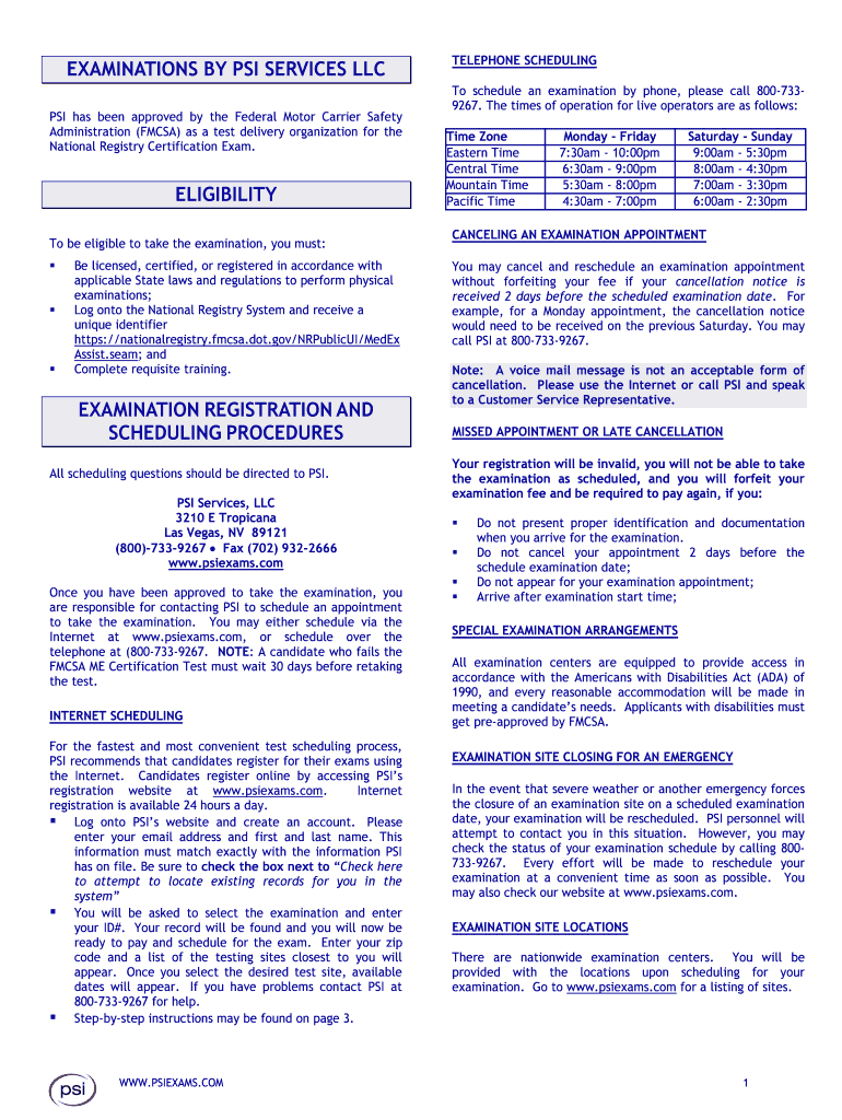Fillable Online PSI has been approved by the Federal Motor Carrier ...
