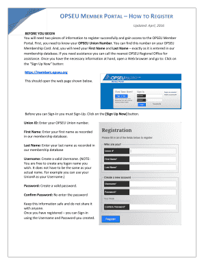 Opseu Member Portal - Fill Online, Printable, Fillable, Blank | pdfFiller